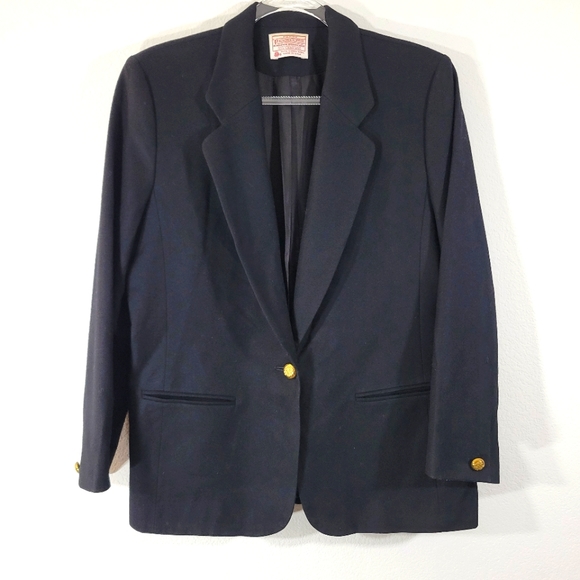 Pendleton | Jackets & Coats | Pendleton Black Virgin Wool Petite Office Career Interview Blazer ...